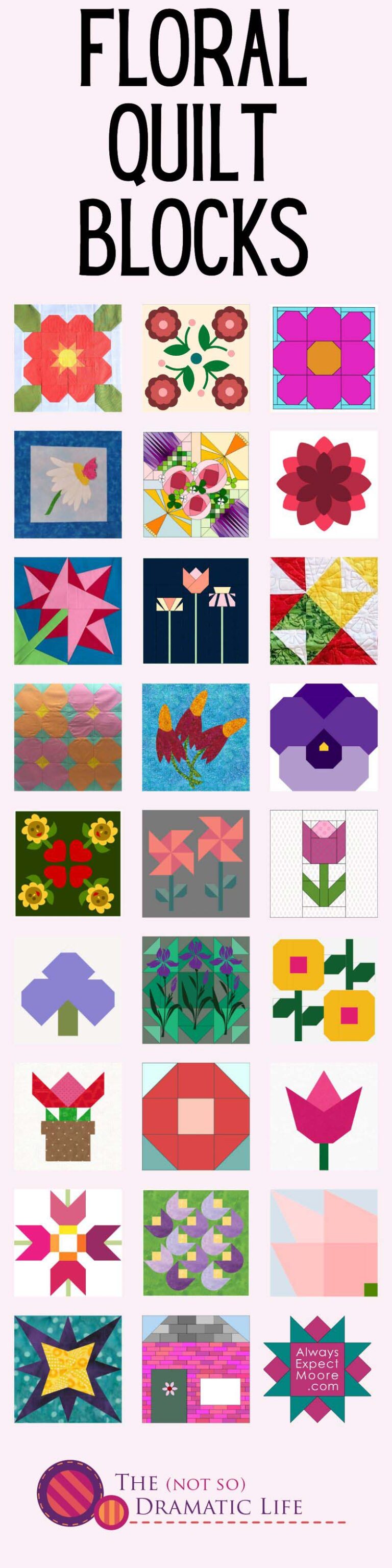 Welcome Spring with these Free Floral Quilt Block Patterns – The (not ...
